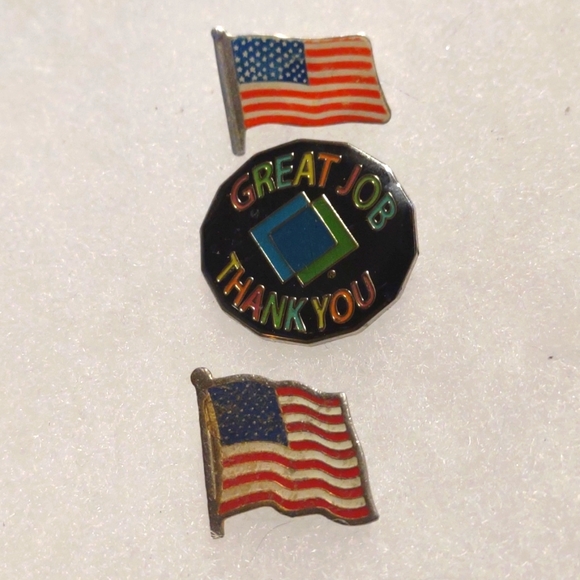 Vintage | Jewelry | 3 Vintage Pins2 American Flag Pins And One Pin That ...